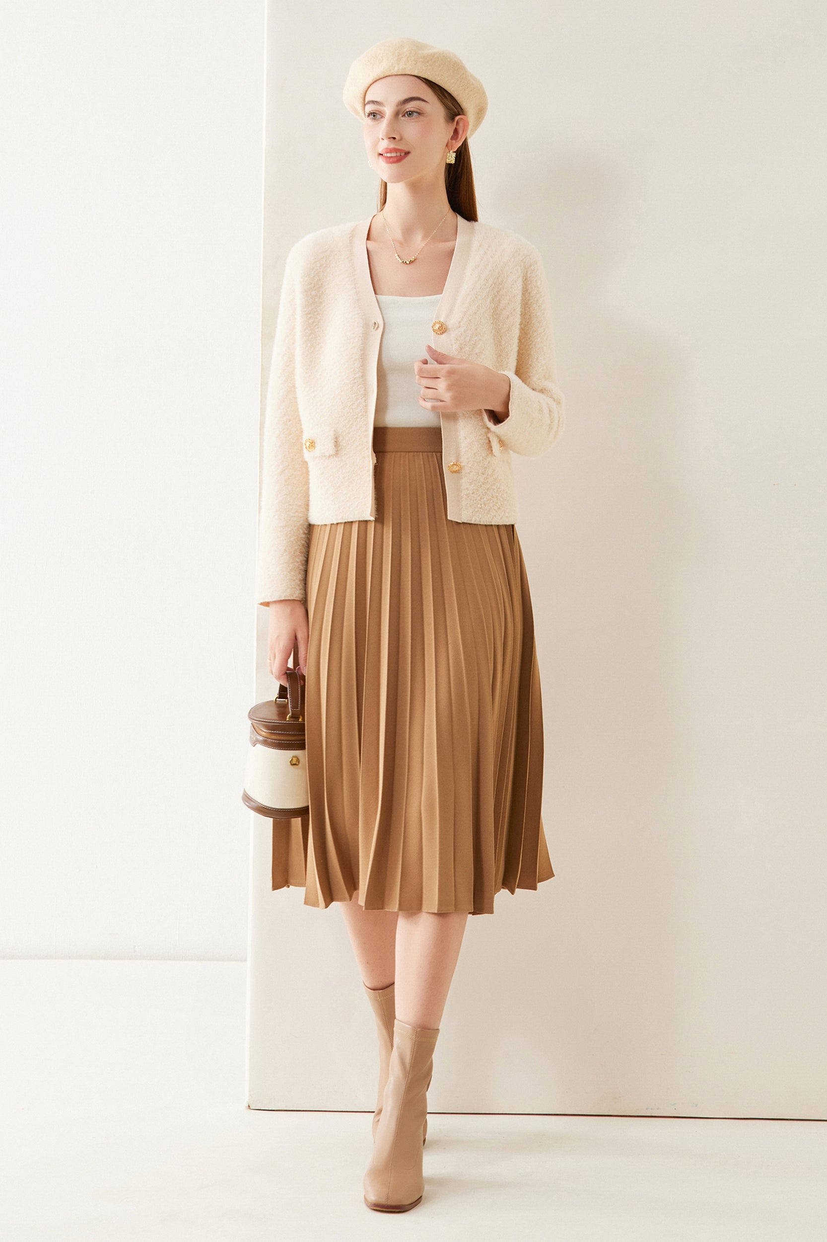 SKYE | Alexandra V-neck Faux Fur Cardigan | Quiet Luxury Spring Capsule ...