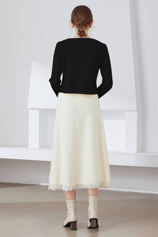 SKYE | Chic Lucia Stretch Knit Wavy Hem Long Sleeve Top | Quiet Luxury