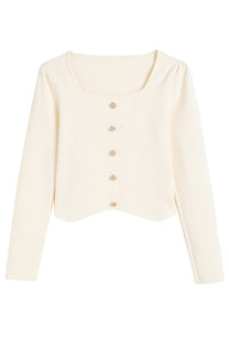 SKYE | Chic Lucia Stretch Knit Wavy Hem Long Sleeve Top | Quiet Luxury