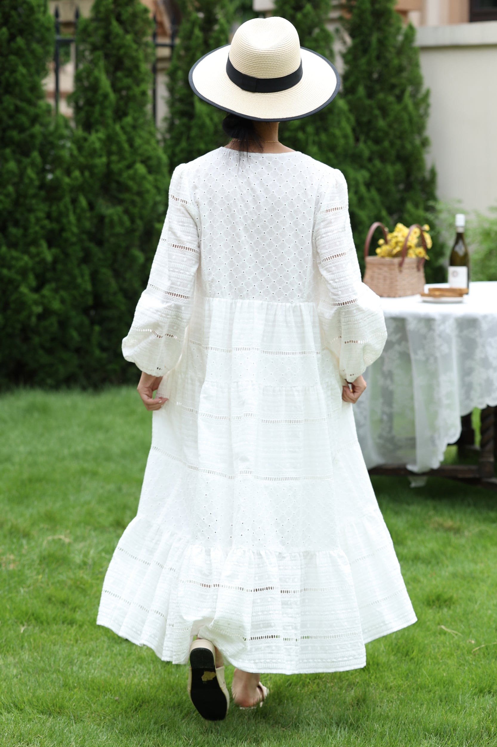 SKYE | Matilda Cotton Eyelet Embroidered Tiered Midi Dress | Elegant ...