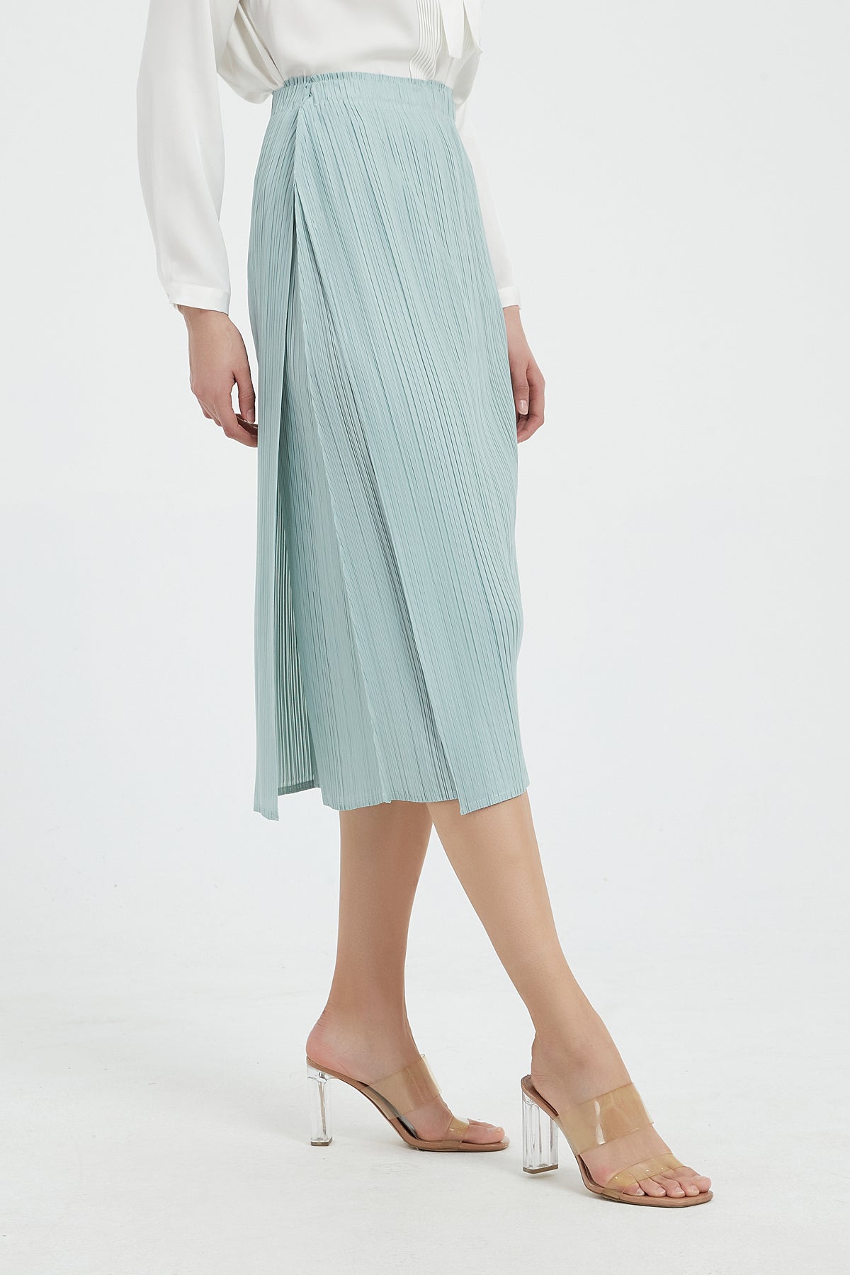 SKYE | Giada Side Slit Pleated Pencil Skirt | Affordable Quiet Luxury ...